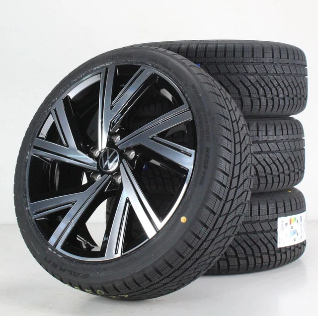 VW GOLF 8 & Gti GTD Winter Wheels 18 Inch Bergamo Black Smooth Rims ...
