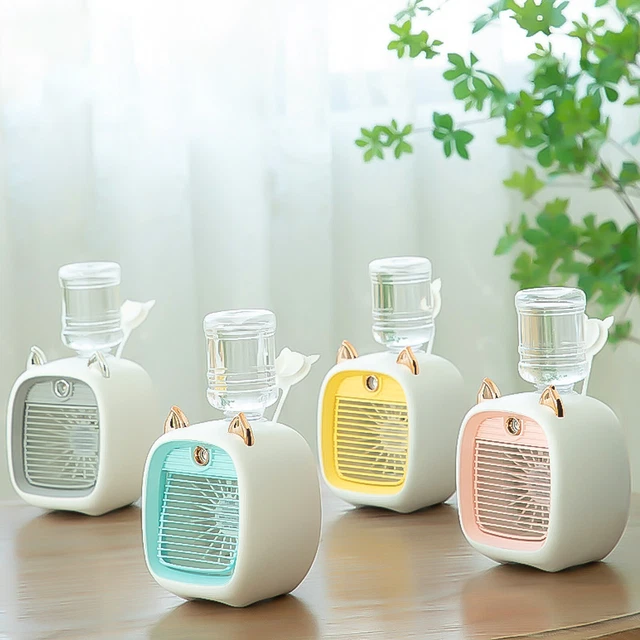 USB MINI WATER Cooling Fan 2400mAh 2 Spray Modes 3-gear Wind with Water ...