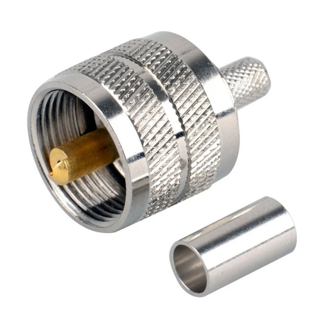 10PCS UHF PL-259 Male Crimp Connectors For RG58 RG142 LMR195 Type Coax ...