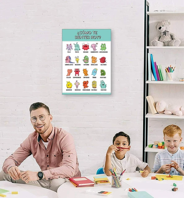 SPANISH FEELINGS CHART for Kids (LAMINATED Spanish Classroom ...