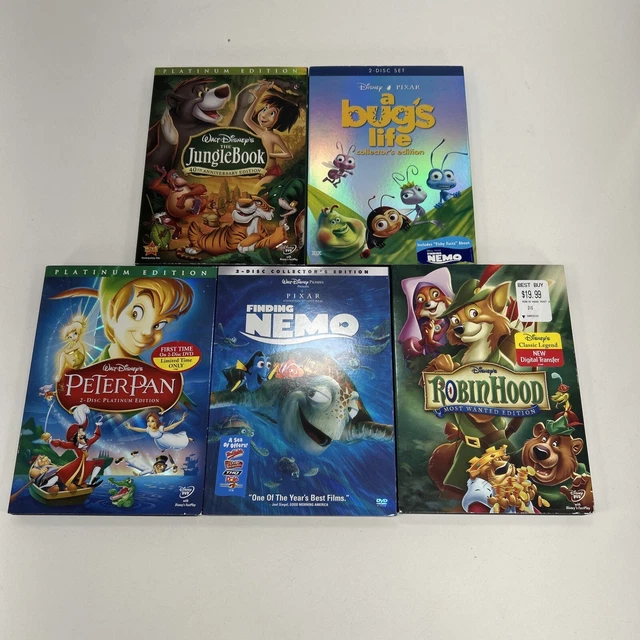 DISNEY'S PETER PAN-BUG'S LIFE-FINDING NEMO-JUNGLEBOOK-ROBINHOOD Dvd's ...