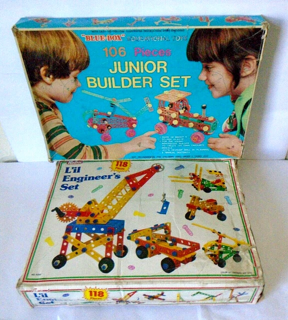 VINTAGE BLUEBOX JUNIOR Builder Set & Redbox L`il Engineers Set ...
