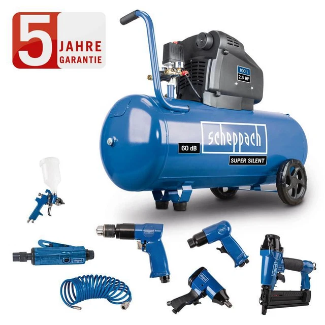 SCHEPPACH DOUBLE CYLINDER compressed air compressor HC105DC oil-free 10 ...