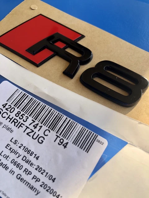 ORIGINAL BADGE AUDI Lettrage Logo Emblème Noir R8 COFFRE 420853741CT94 ...