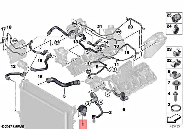 GENUINE BMW G11 G12 G14 G15 G30 750i 750iX Hose Radiator-Engine ...