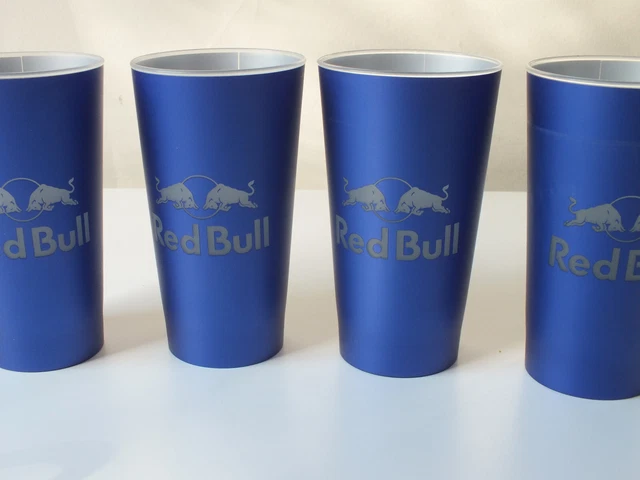 4 X RED Bull cups illuminated battery bar nightclub pub light cup glass ...