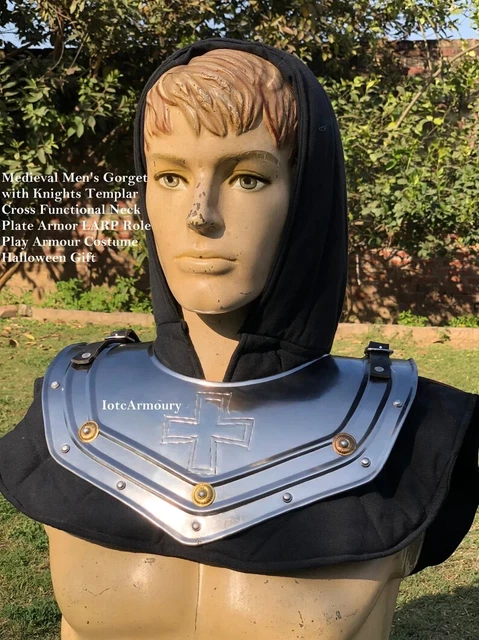 MEDIEVAL MEN'S GORGET with Knights Templar Cross Functional Neck Plate ...