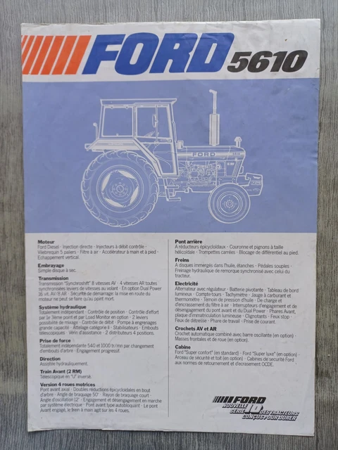 PROSPECTUS BROCHURE TRACTEURS Ford 5610 EUR 0,50 - PicClick FR