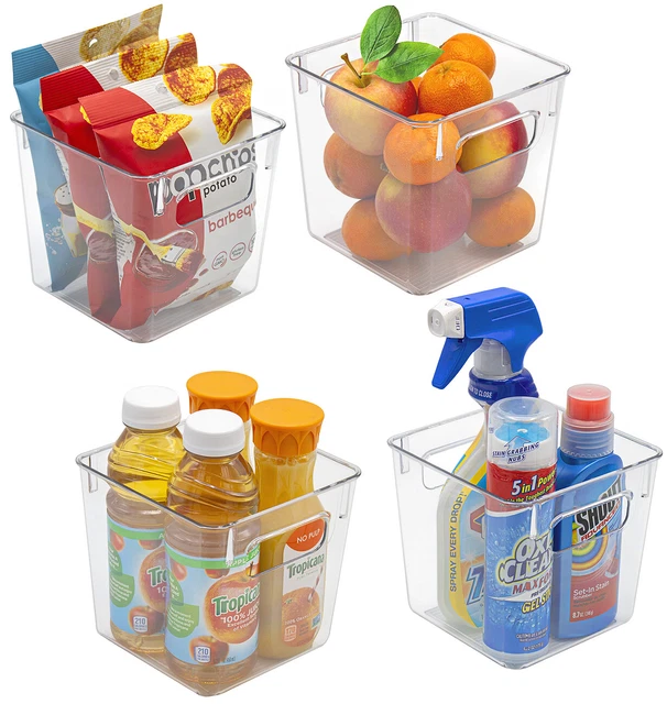 2-3-4 PACK CLEAR Plastic Storage Container Bin Set w/ Handles - Fridge ...