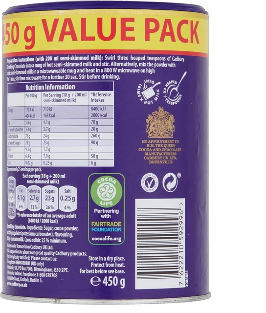 CADBURY THE ORIGINAL Hot Chocolate, Irresistibly Smooth, Value Pack ...