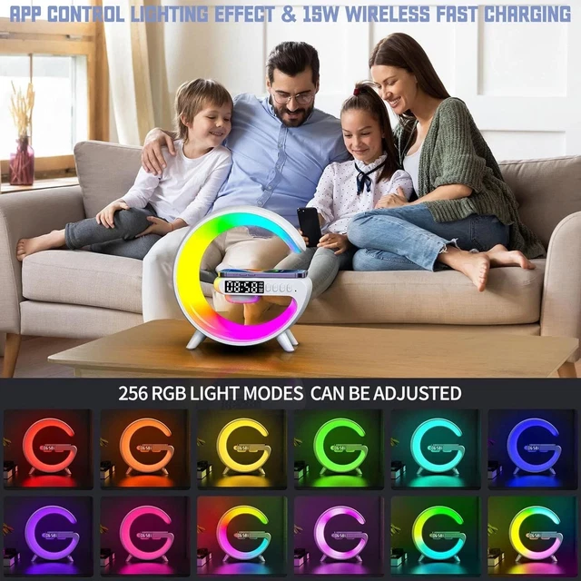 SMART G LAMP Wireless Charger BT Speaker RGB Alarm Clock Night Light ...