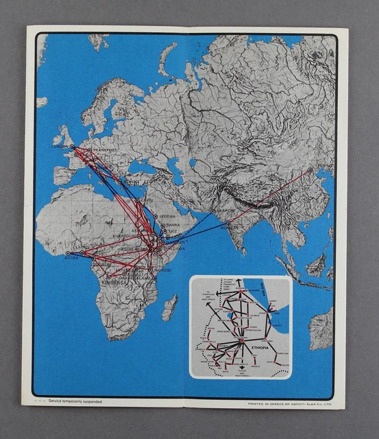 ETHIOPIAN AIRLINES AIRLINE Timetable April 1975 Route Map £19.95 ...