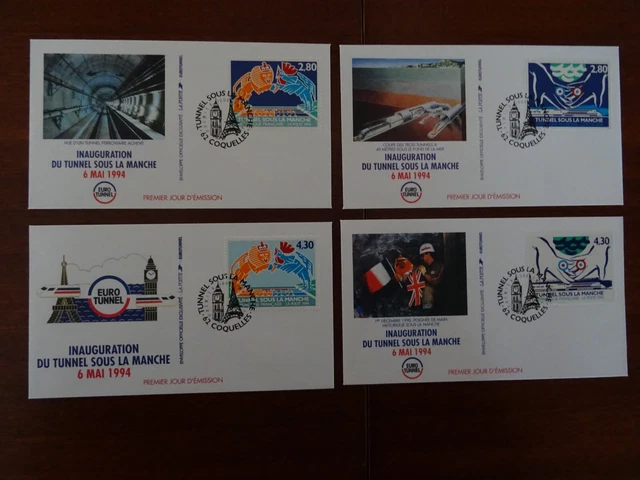 LOT DE 4 Enveloppes ,1ier jour 1994 ,Tunnel sous la Manche les 4 timbres EUR 2,00 - PicClick FR