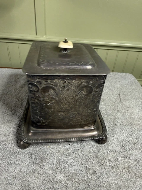 ANTIQUE VICTORIAN Heavily Etched Silver Tobacco Tea Biscuit Box £115.26 ...