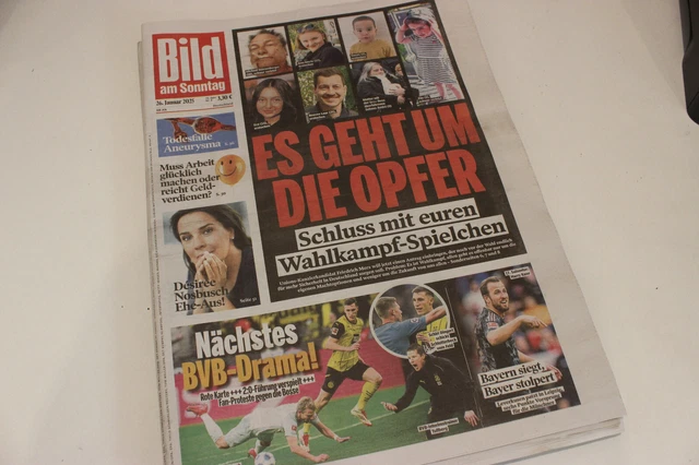 BILD AM SONNTAG vom 26.01.2025 Januar * BAMS * Bildzeitung Nosbusch EUR ...