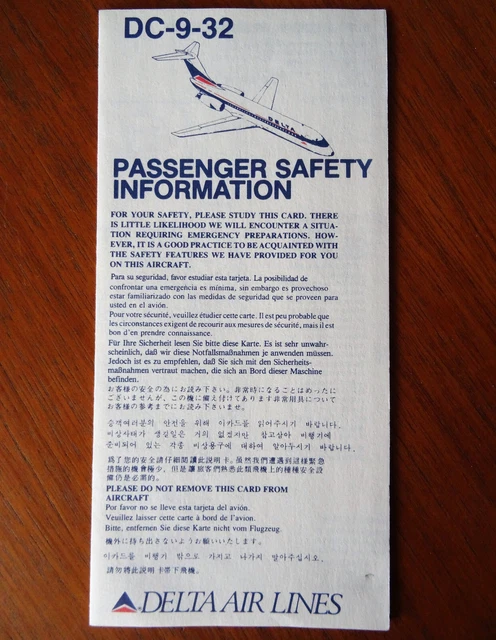 DELTA AIR LINES McDonnell Douglas DC-9-30 safety card [10-90] EUR 12,00 ...