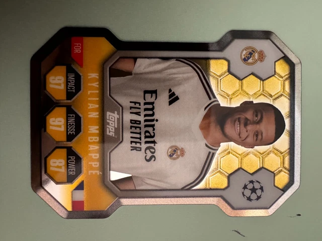 TOPPS MATCH ATTAX 2024/25 kylian mbappè chrome pro elite shield card Real Madrid $20.00 ...