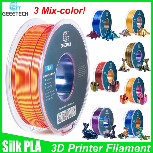 GEEETECH SILK PLA Filament 1.75mm 1kg Glossy Silk 3Mix-Color 3D Printer ...