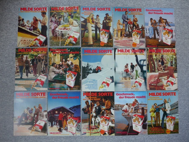 15 WERBUNGEN &MILDE SORTE" Zigaretten 70er/80er Jahre (Reklame) EUR 5 ...