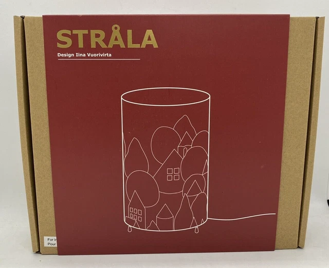 IKEA STRALA TABLE Lamp Paper 12" + LED Bulb Handmade Rice Paper Village ...