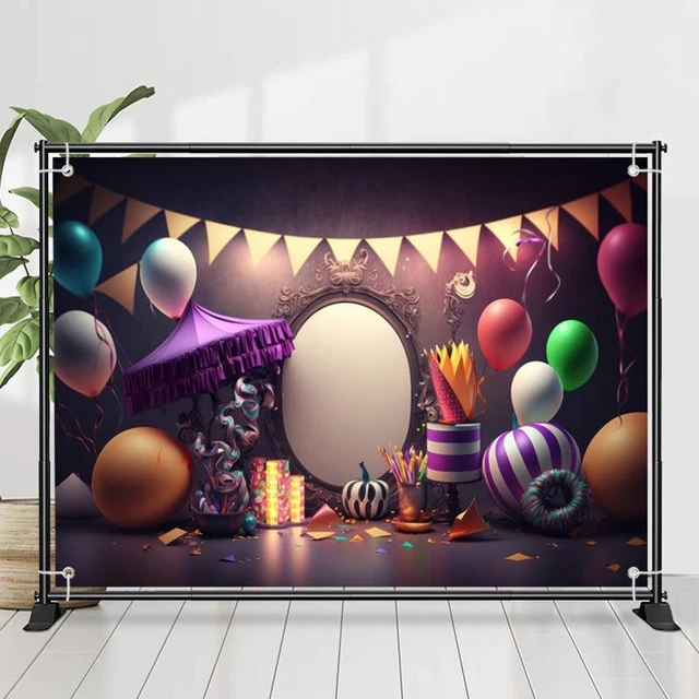 COLORFUL BALLOONS FLAGS Confetti Birthday Backdrop $36.09 - PicClick AU