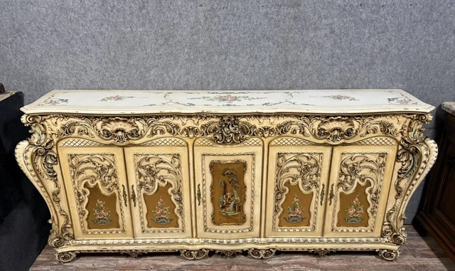 MUSÉALE ENFILADE GALBÉE Louis XV Baroque Vénitienne en bois laqué ...