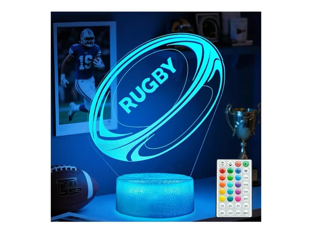 RUGBY NIGHT LIGHT,3D Illusion Night Light with 16 Colors Changing £7.64 ...