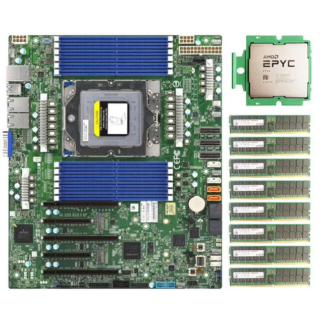 SUPERMICRO H13SSL-N HAUPTPLATINE + AMD EPYC 9754 CPU + 12* 64GB (768G ...