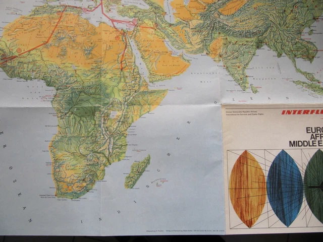 INTERFLUG OLD EAST GERMANY streckenkarte route map EUR 23,43 - PicClick IT