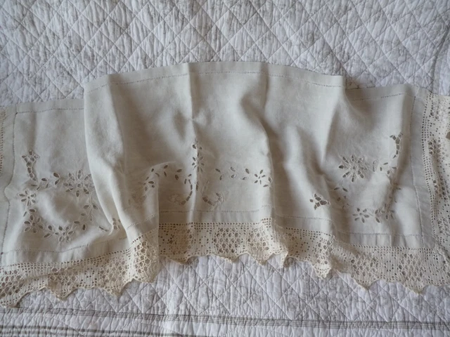 DESSUS DE CHEMINÉE en lin ancien/dessus de commode/début 19 ème/shabby ...