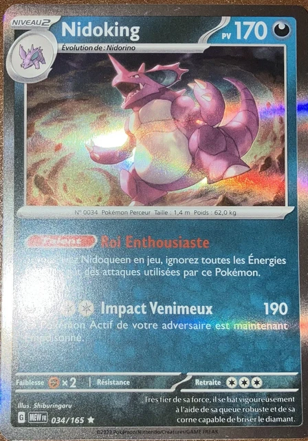 CARTE POKEMON NIDOKING 034/165 HOLO EV3.5 Ecarlate et Violet MEW 151 FR NEUF EUR 1,00 - PicClick FR