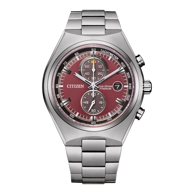 CITIZEN SUPER TITANIUM Chronograph Eco-Drive Red Dial Men's Watch ...