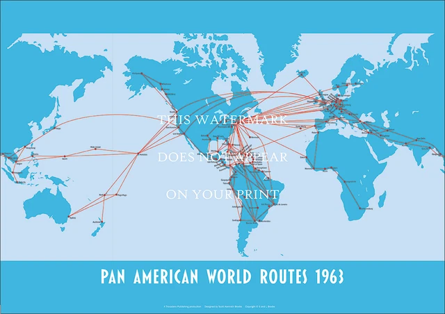 PAN AMERICAN WORLD Routes 1963 A1 Art Print – Route Map – 84 x 59 cm ...