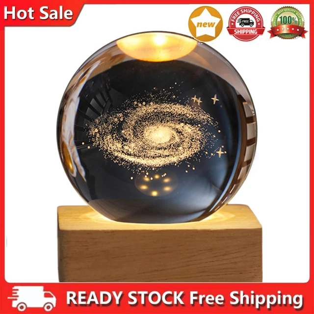 3D ENGRAVED LED Crystal Ball Light USB Charging for Bedroom Decor ...