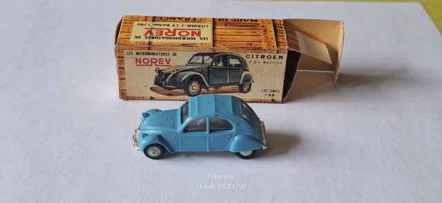 MICRO NOREV - Citroen 2CV Bleu En Boite Cartonnée d'origine- 1/86 HO ...