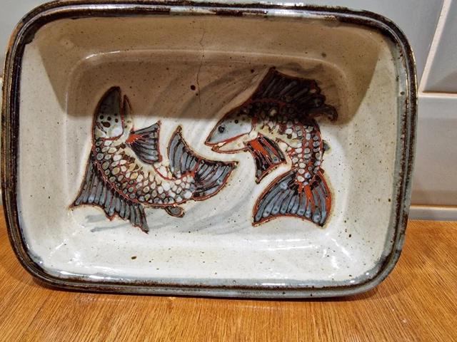 COLIN KELLAM STUDIO Art Pottery Totnes Devon Fish Pattern Bowl Dish 16 ...
