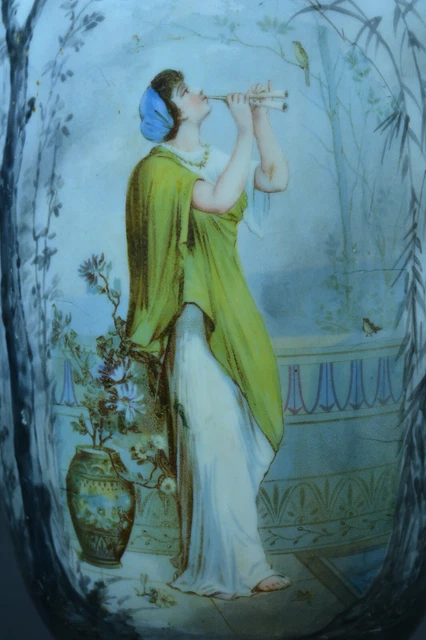 ANCIEN VASE OPALINE Napoleon 3 portrait de muse antique Saint Louis ...