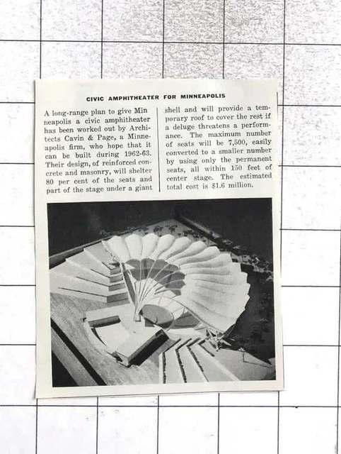 1961 MODEL OF Civic Amphitheatre For Minneapolis By Cavin And Page £5. ...