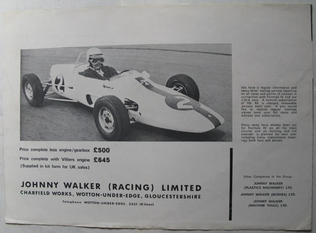 JW4 MK II Formula 4 Car Sales Brochure Motorsport Single Seat Racing ...
