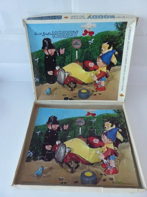 VINTAGE NODDY WOODEN Puzzle, Noddy Has A Puncture, Mr Plodd 15 Piece £4 ...