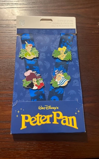 DISNEY PARKS PETER Pan Pins Starter Set 4 Pins & Lanyard Pin Trading ...