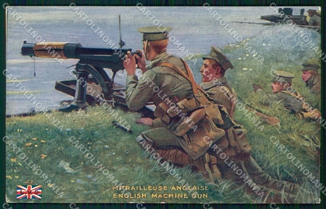 WW1 WWI MILITARI Propaganda English Machine Gun Serie L.V.C. cartolina ...