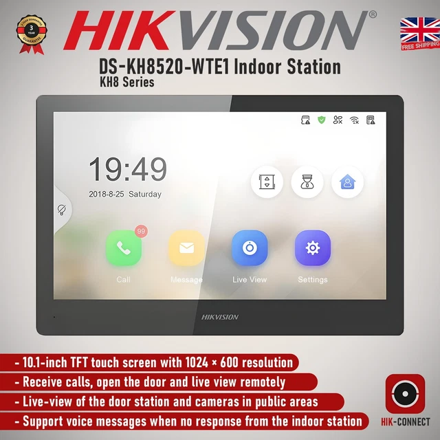 HIKVISION VIDEO INTERCOM Indoor Station Wi-Fi IP-Based PoE monitor ...
