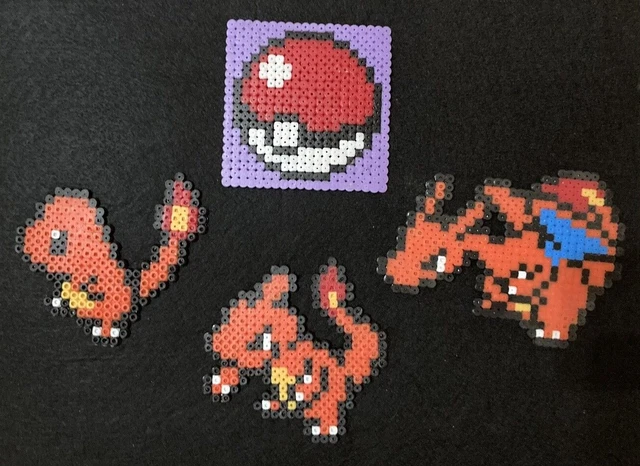 POKEMON PIXEL ART Hama Beads Pyssla Charmander Charmeleon Charizard ...