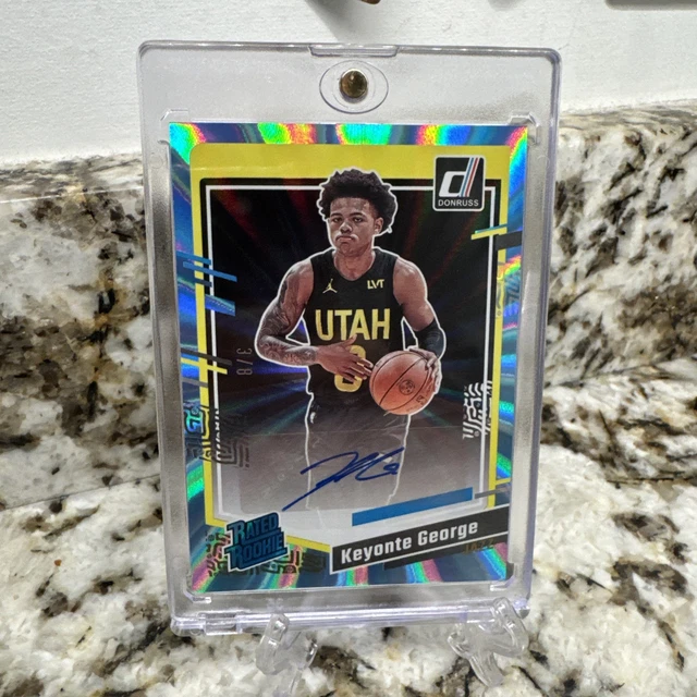 2023-24 PANINI DONRUSS KEYONTE GEORGE Blue Laser Holo Rookie Auto /8 ...