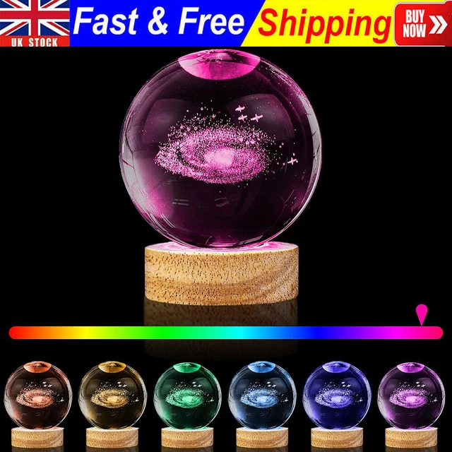 USB 3D MOON Planet Globe Galaxy Light LED Crystal Ball Table Lamp Xmas Kid Gifts £9.95 - PicClick UK