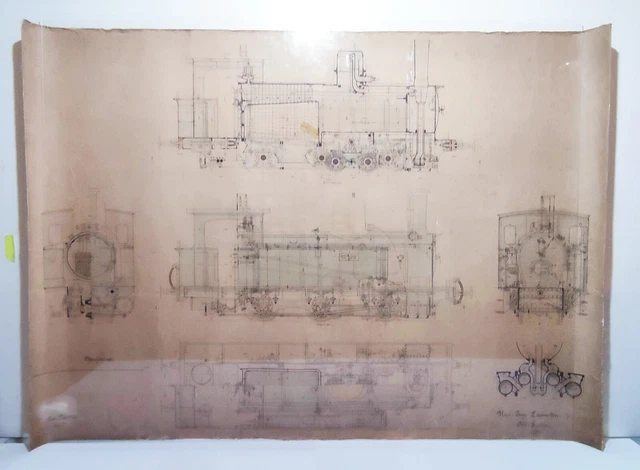 KONSTRUKTIONSZEICHNUNG, UMI TOGE Locomotive 1892, Emil Kessler ...