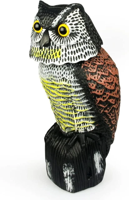 Skycabin Natural Scarecrow Realistic Fake Owl Decoy With Rotating Head