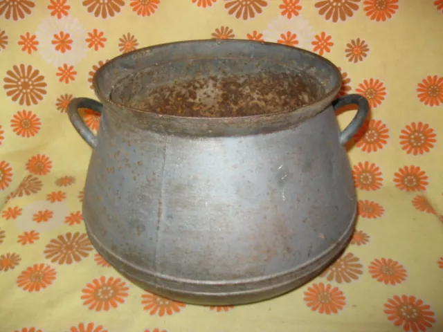 VINTAGE ANCIENNE MARMITE EN FONTE diam30cm Ht22cm Déco Jardin Terrasse ...