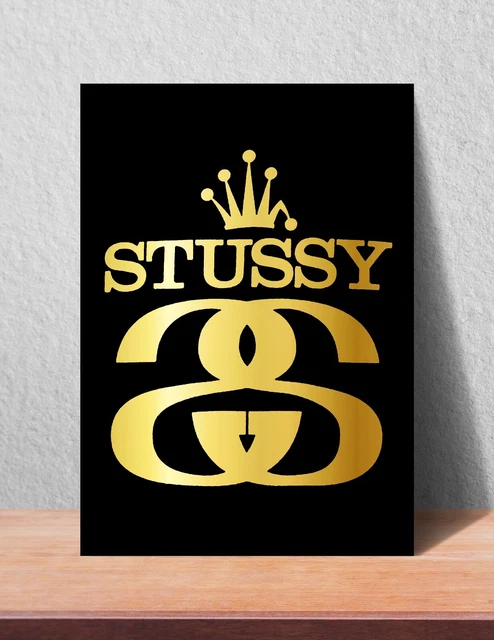 LARGE RARE STUSSY Shop Display Sign **Printed On Thick Gold Mirrored ...